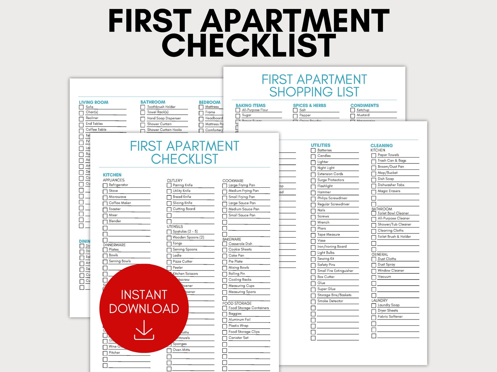First Apartment Checklist, New Home Checklist, Moving Checklist, New ...