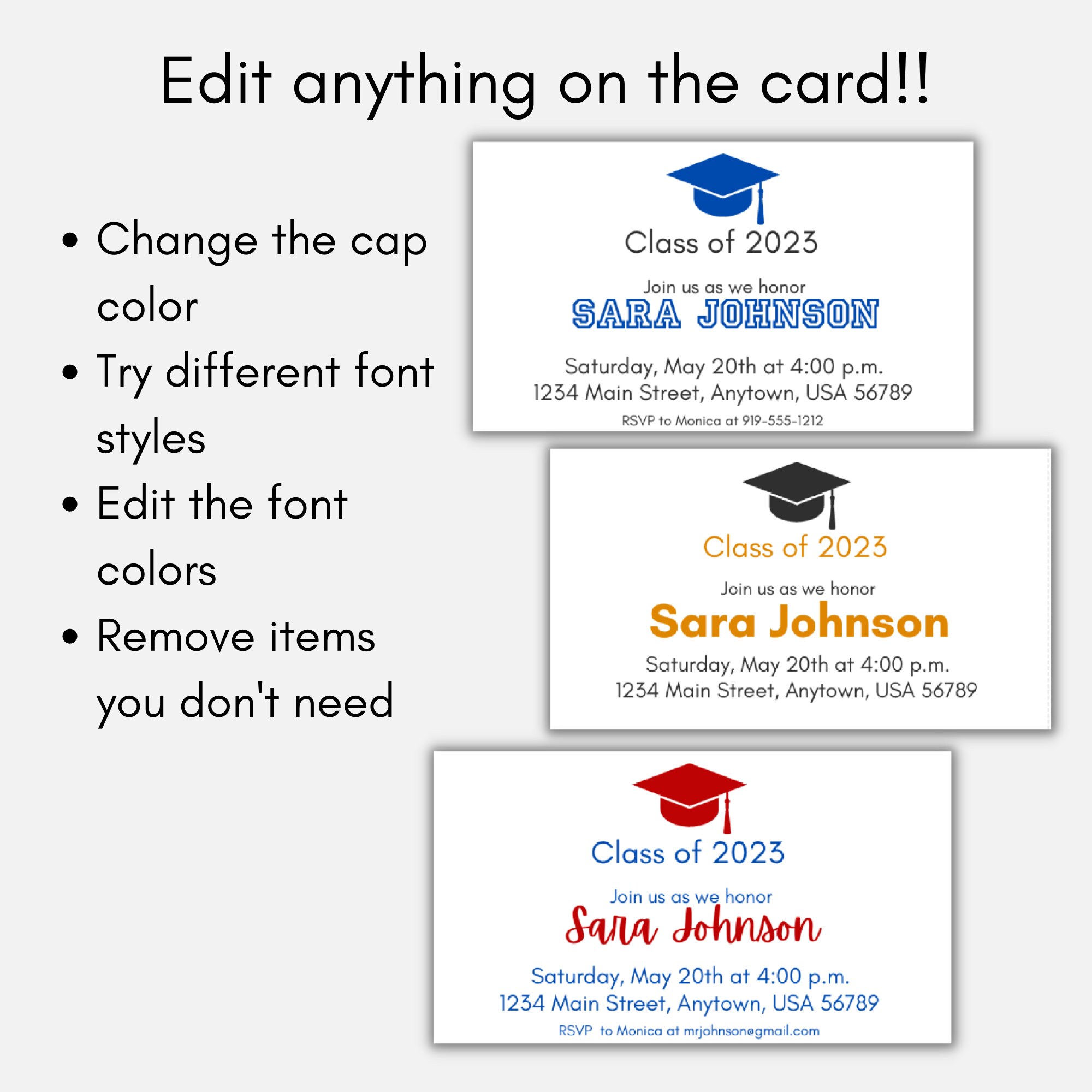 Printable Graduation Insert Card Graduation Party Insert - Etsy