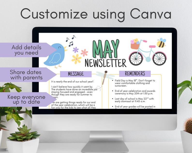 May Classroom Newsletter Template, Mother's Day Classroom Newsletter ...