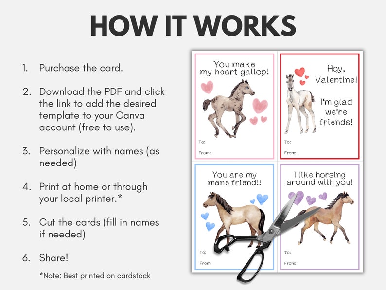 Horse Valentine Cards, Horse Valentines for Kids, Pony Valentines ...