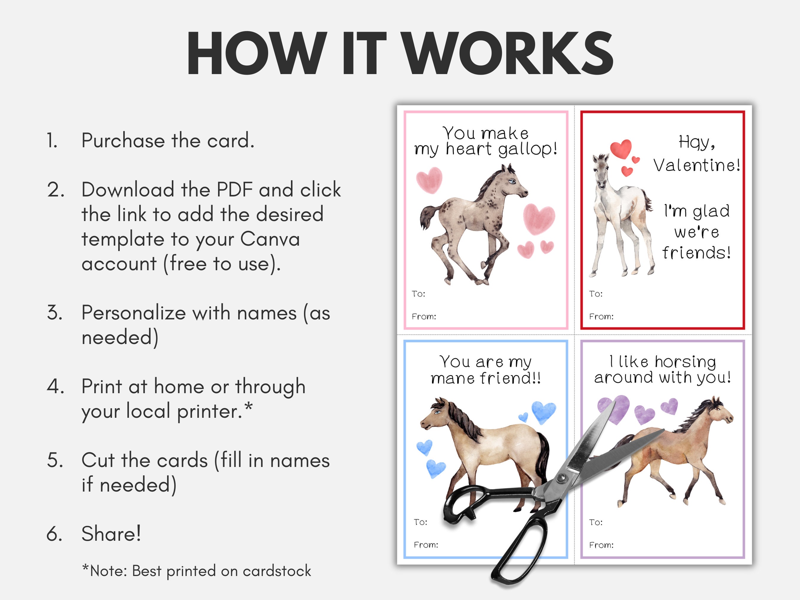 Horse Valentine Cards, Horse Valentines for Kids, Pony Valentines ...