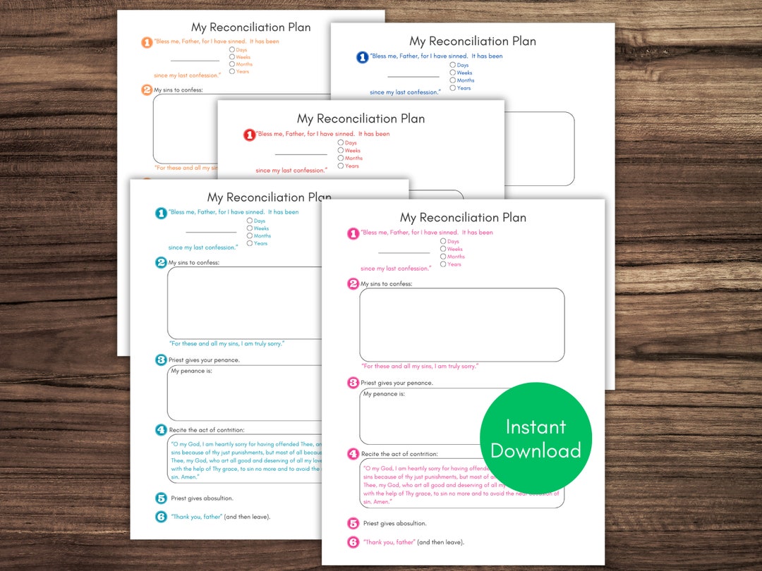 Confession Catholic Kids Sheet, Reconciliation Worksheet, First ...