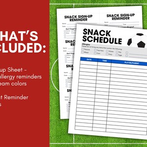 Soccer Snack Signup Sheet, Soccer Snack Schedule Signup, Team Mom ...