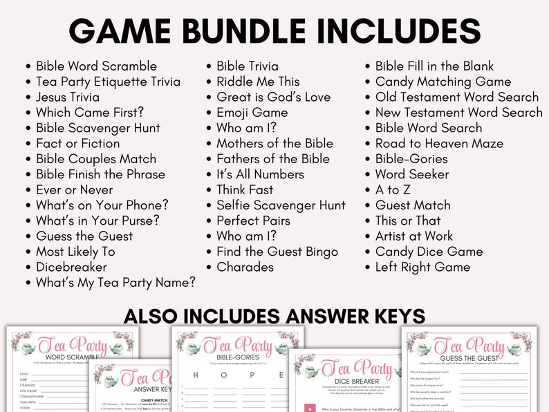 Christian Tea Party Games, Bible Tea Party Games, Women's Ministry Tea ...