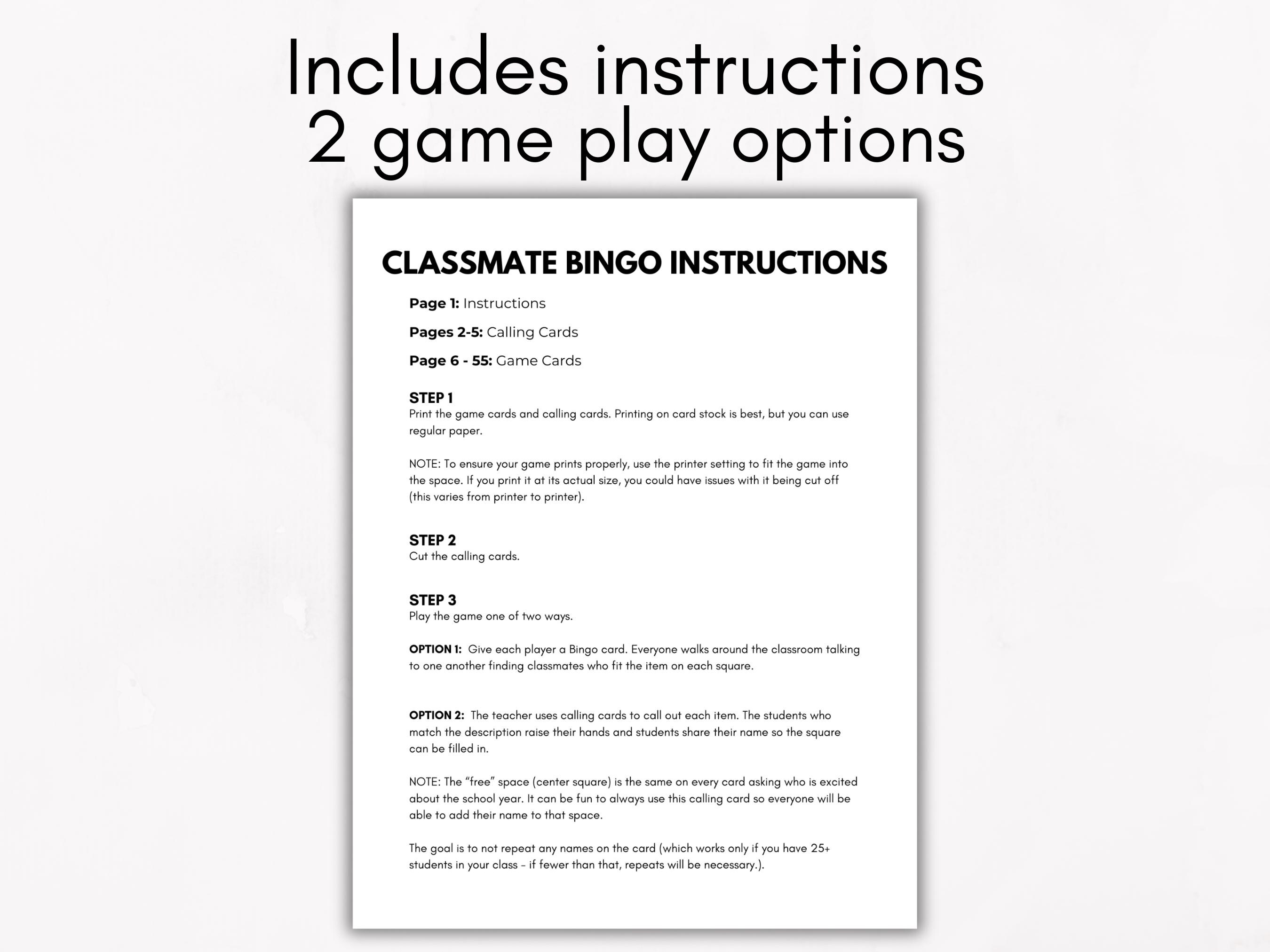 Back to School Bingo, Classmate Bingo Game, Classroom Party Game, Class ...
