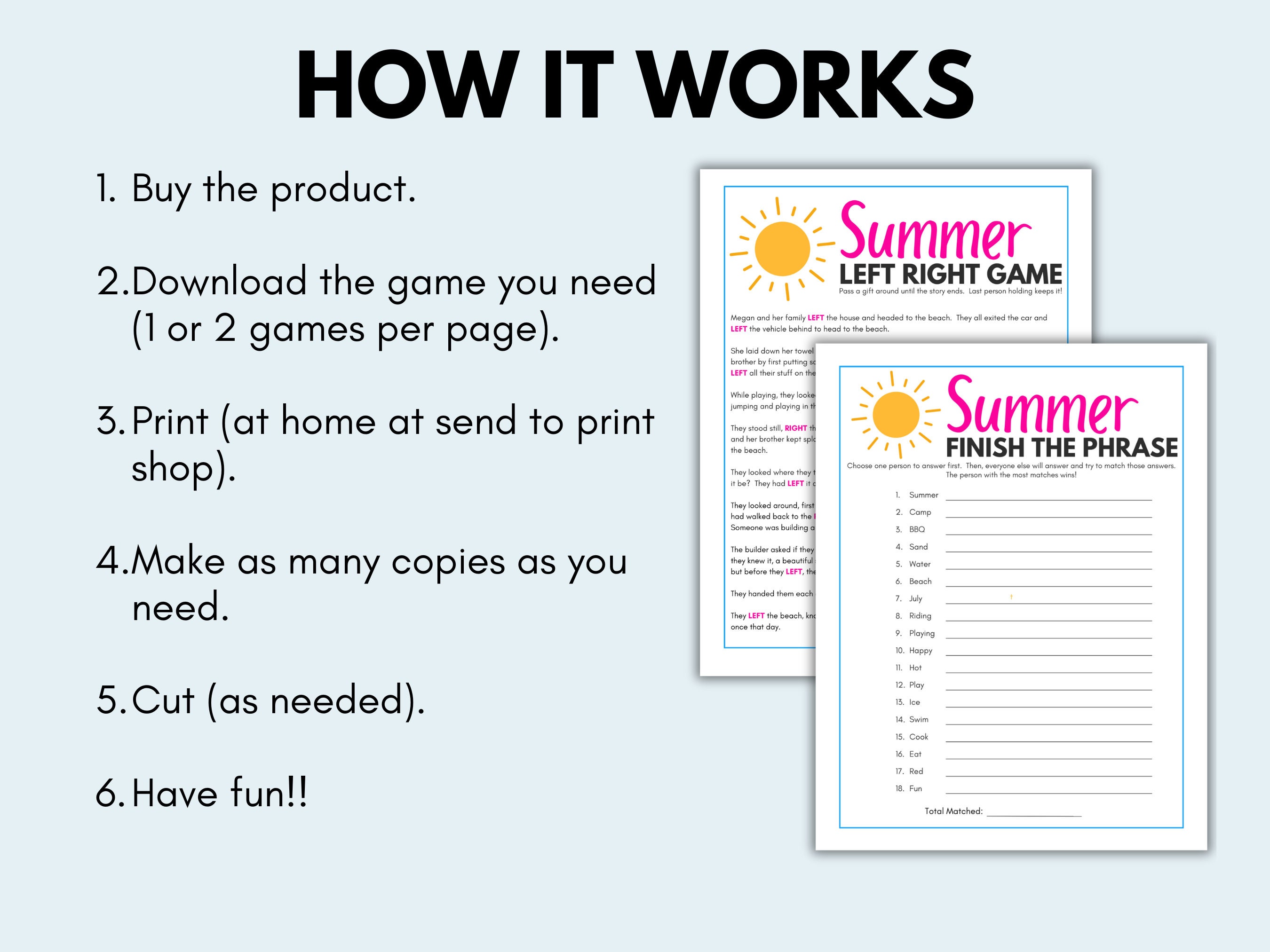 Summer Game Bundle, Beach Party Games, Pool Party Games, Summer ...