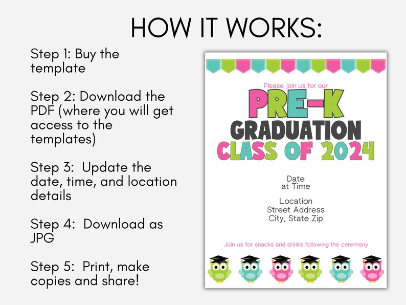 Pre-k Graduation Invitation, Editable Pre-k Graduation, Class ...