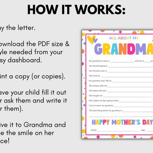 All About My Grandma Printable, Grandma Mother's Day Gift, All About ...