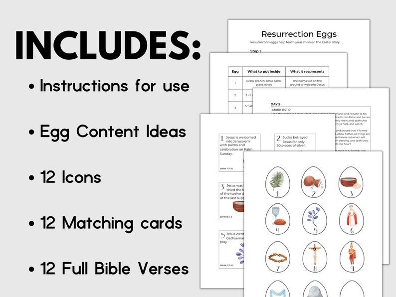 Resurrection Eggs Printable, Printable Easter Story Cards, Bible Verse ...