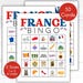 France Bingo, France Bingo Cards Printable Game, Paris France Travel ...