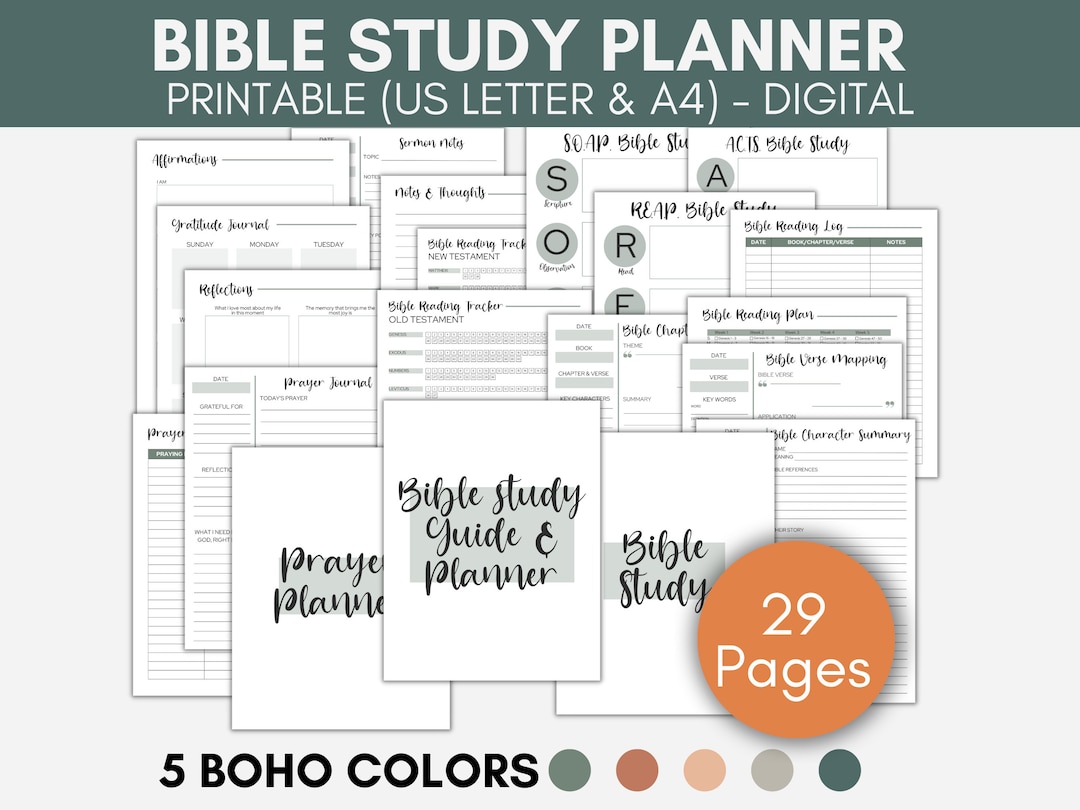 Bible Study Planner, Printable Bible Study Templates, Bible Study Pack ...