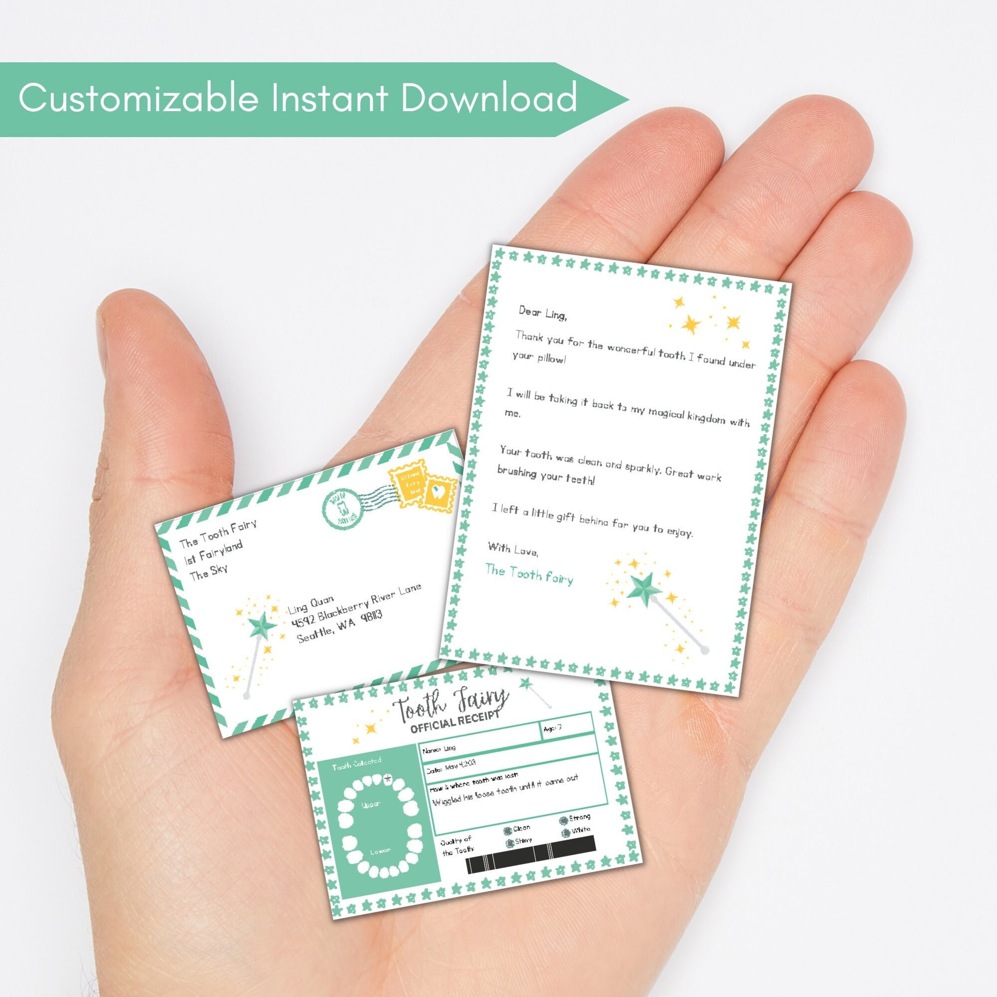 Mini Tooth Fairy Letter, Printable Tooth Fairy Receipt, Printable Tooth ...