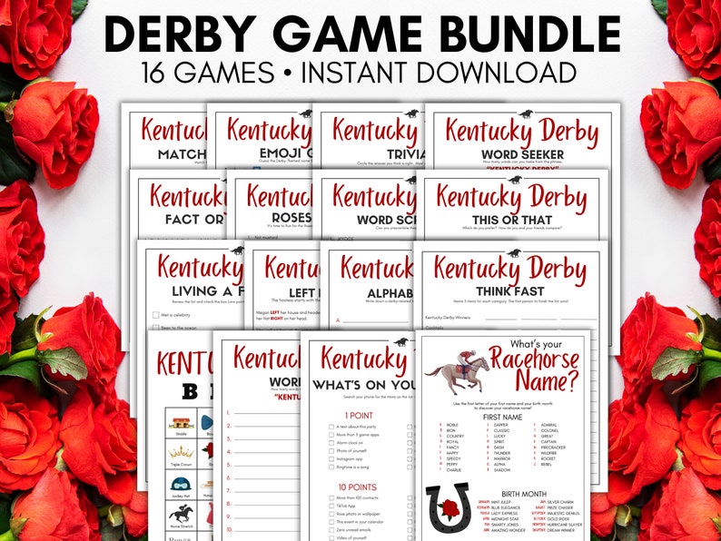 Derby Game Bundle, Derby Party Games, Horse Race Office Games, Horse ...