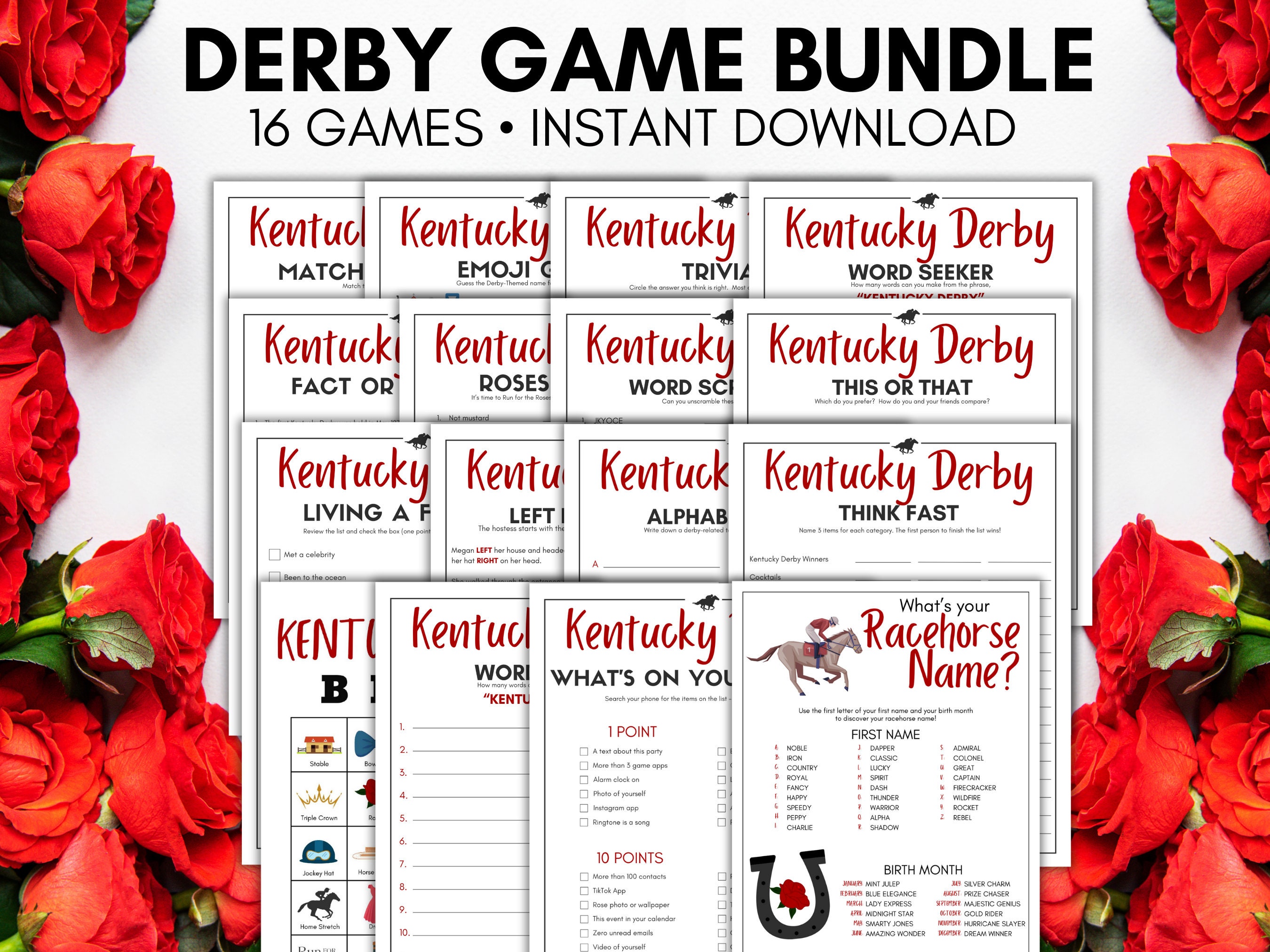 Kentucky Derby Game Bundle, Kentucky Derby Party Games, Kentucky Derby ...