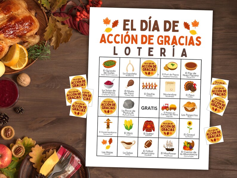 Spanish Thanksgiving Bingo, Bilingual Loteria, Fall Spanish Bingo ...