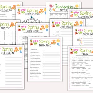 Spring Games Bundle, Printable Spring Party Games, Spring Family Games ...