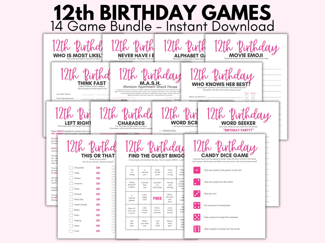 12th Birthday Party Games, 12 Year Old Party Games, Twelfth Birthday ...