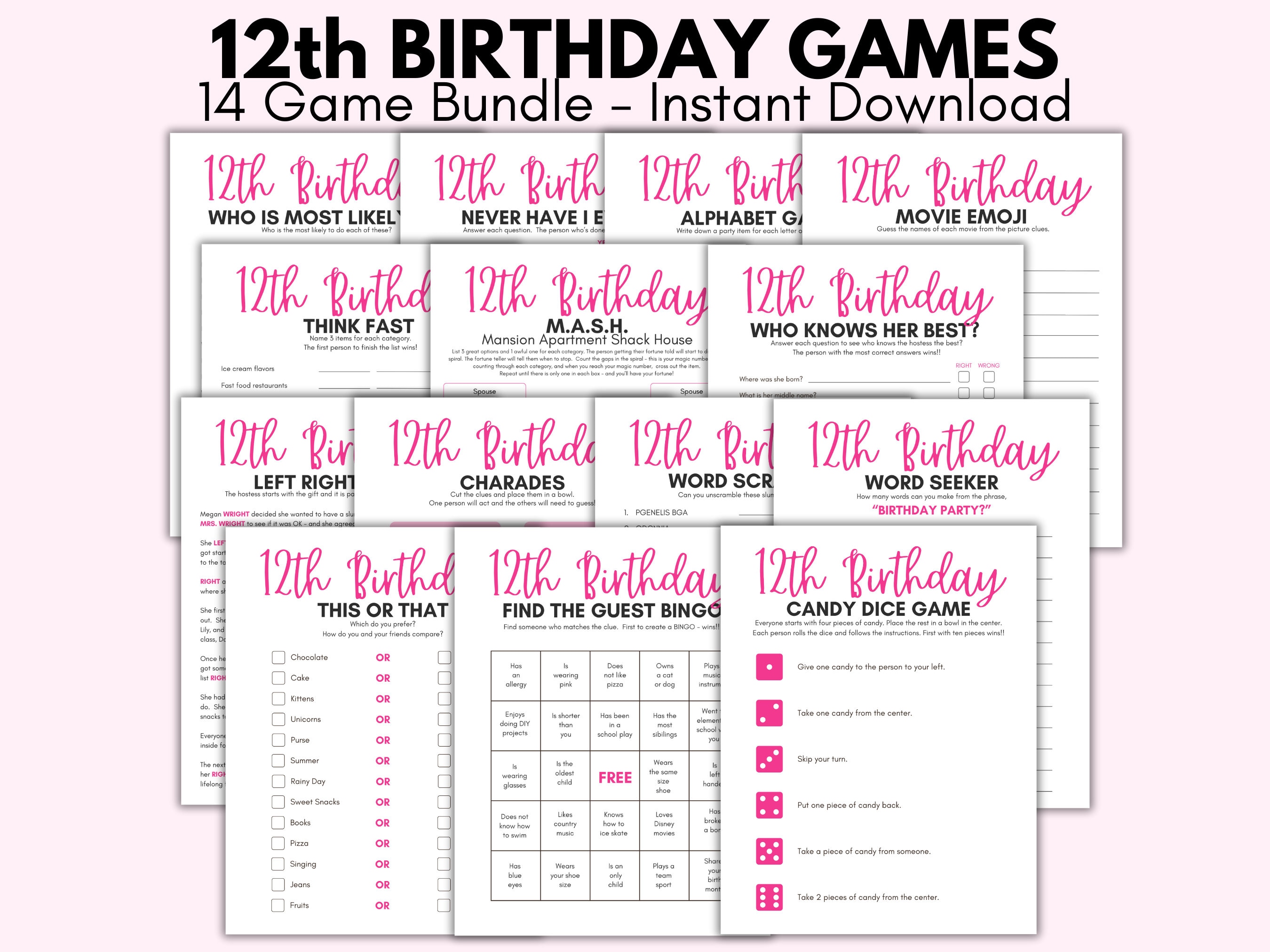 12th Birthday Party Games, 12 Year Old Party Games, Twelfth Birthday ...