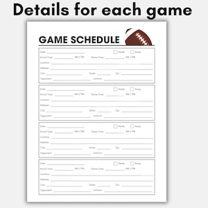 Editable Football Game Schedule Template, Football Schedule Template ...