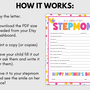 All About My Stepmom Printable, Mother's Day Gift, All About Mom ...