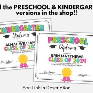 Pre-k Diploma Template, Pre-k Graduation, Printable Prek Graduation ...