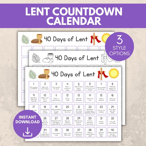 Lent Calendar 2026 for Kids - Etsy