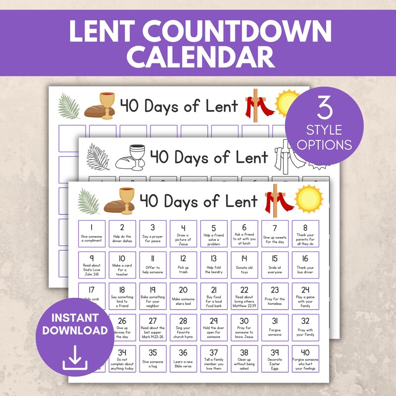 Lent Calendar 2026 for Kids - Etsy