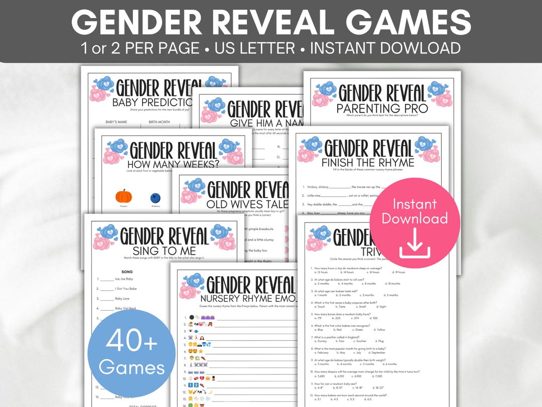 Gender Reveal Games Bundle, Gender Reveal Party Games, Gender Reveal ...