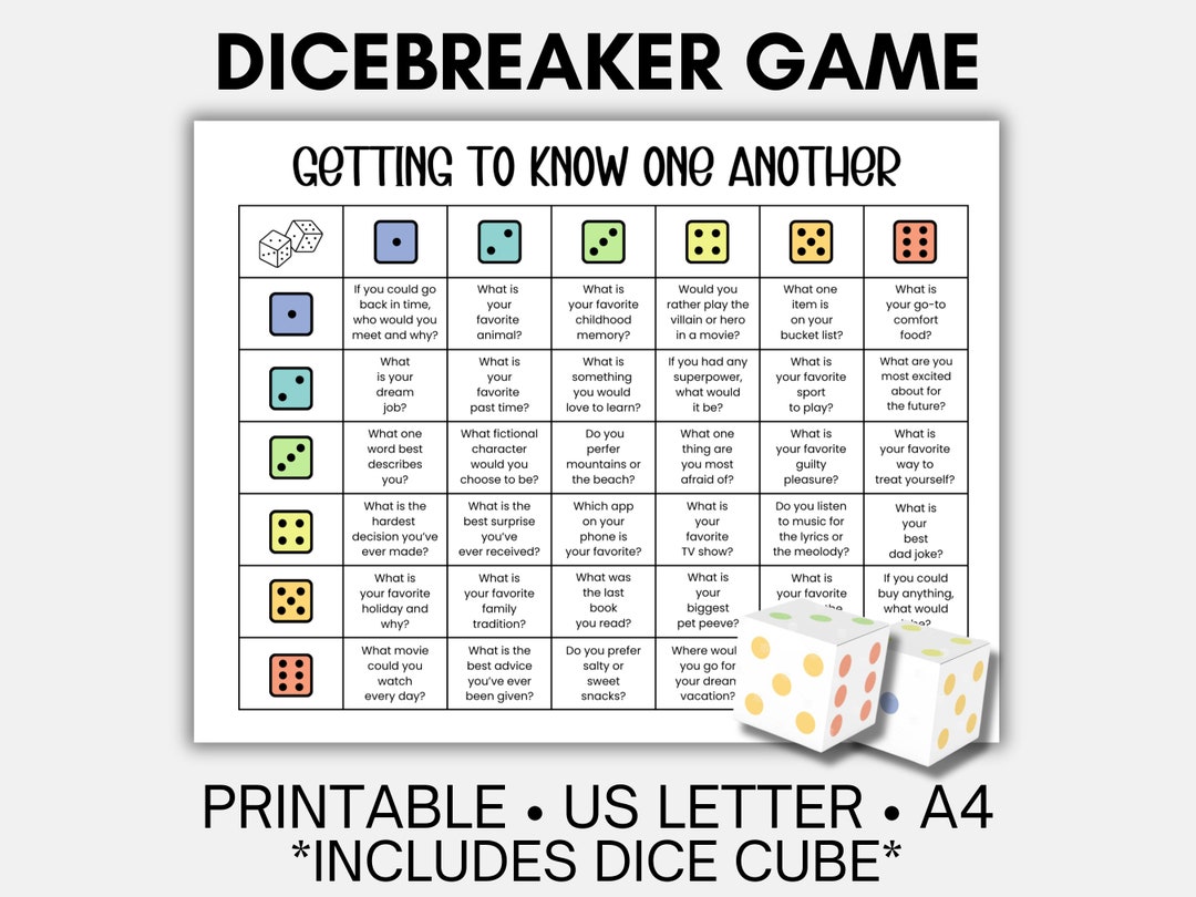 Dicebreaker Game, Roll and Tell Game, Icebreaker Questions, Back to ...