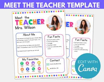 Meet the Teacher Editable Canva Template, Boho Rainbow Classroom Decor ...