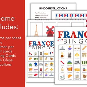 France Bingo, France Bingo Cards Printable Game, Paris France Travel ...