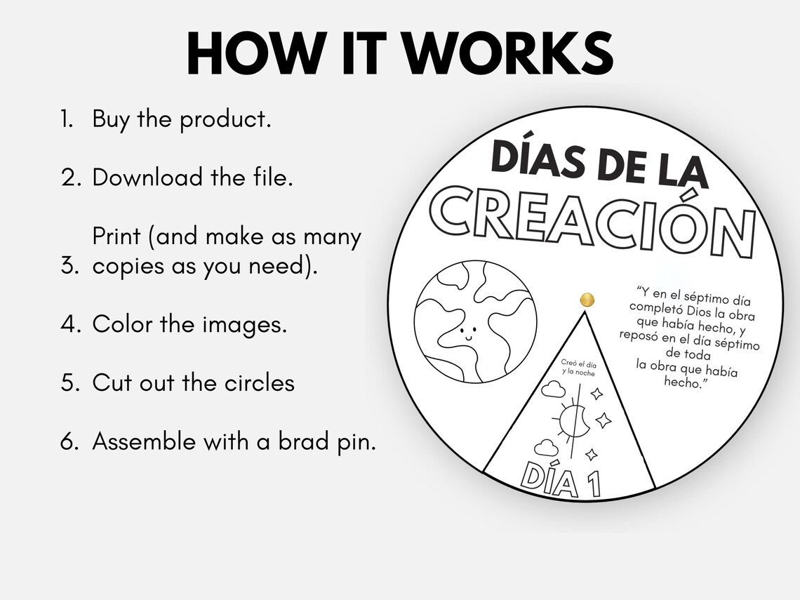 Spanish Days of Creation, Christian Sunday School Lesson, Bible Lesson ...