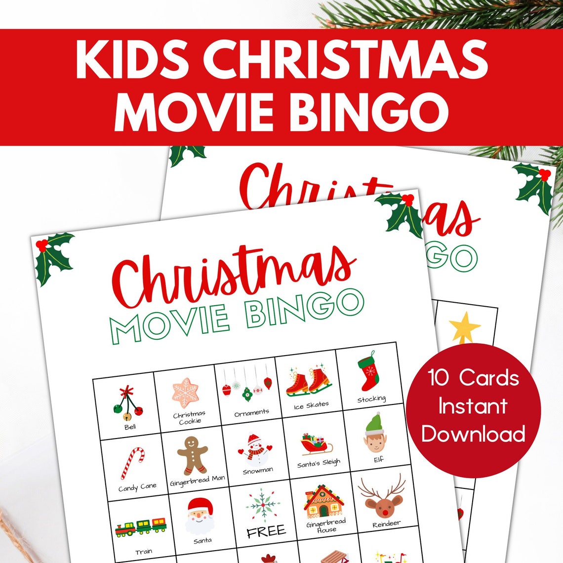 Christmas Movie Bingo for Kids, Christmas Bingo Printable, Kids ...