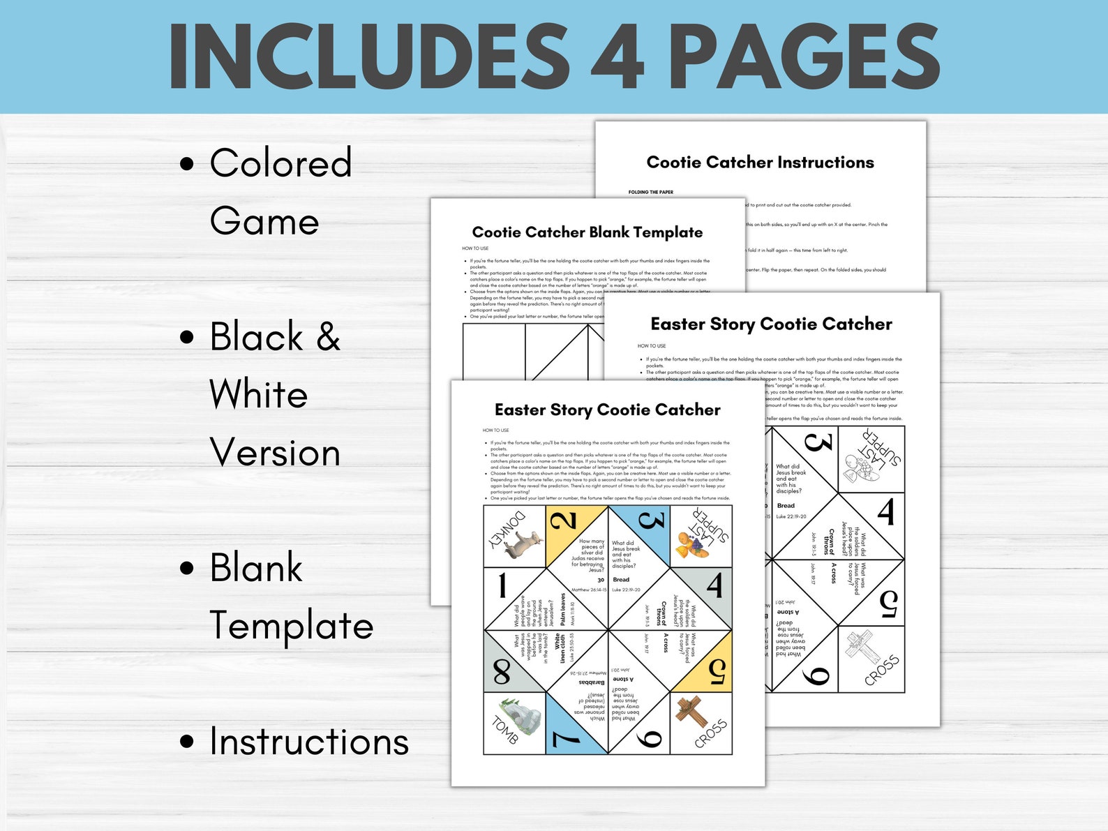 Easter Bible Story Cootie Catcher, Catholic Easter Story for Kids ...