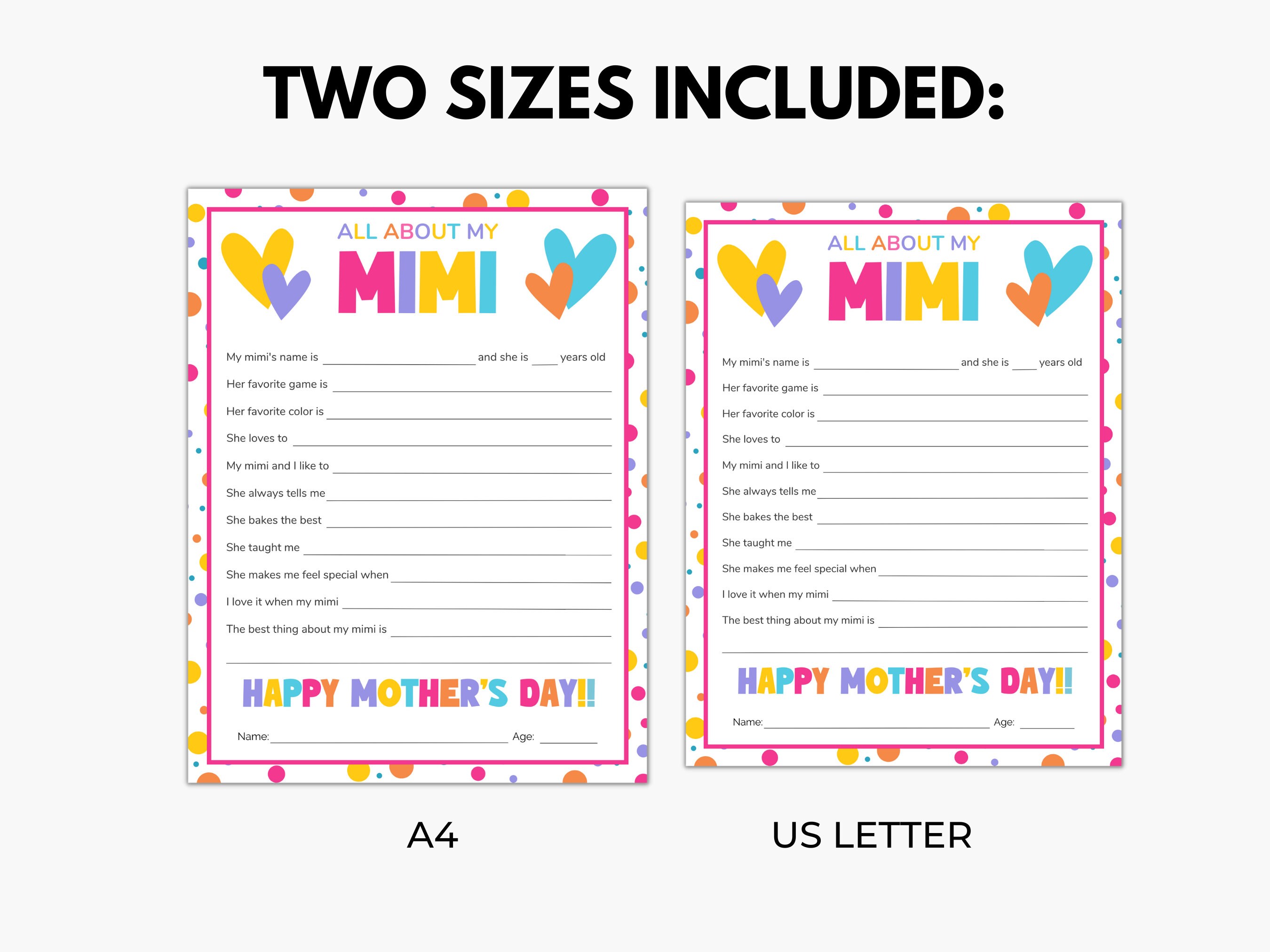 All About My Mimi Printable Grandma Mother's Day Gift - Etsy