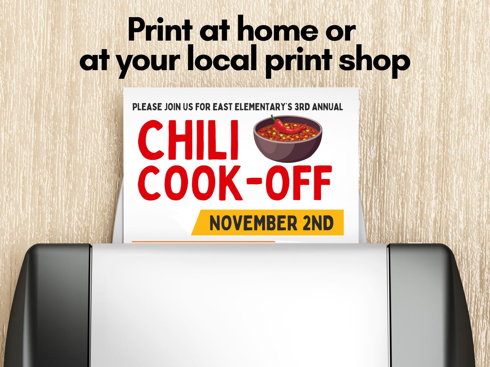 Editable Chili Cook off Flyer, Chili Cook off Invitation, Office Chili ...