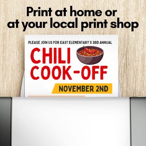 Editable Chili Cook off Flyer, Chili Cook off Invitation, Office Chili ...