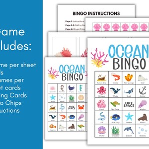 Ocean Bingo, Under the Sea Bingo, 30 Printable Ocean Bingo Cards ...