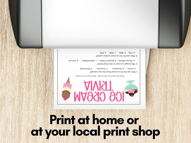 Ice Cream Trivia Game, Printable Ice Cream Party Game, Summer Activity ...