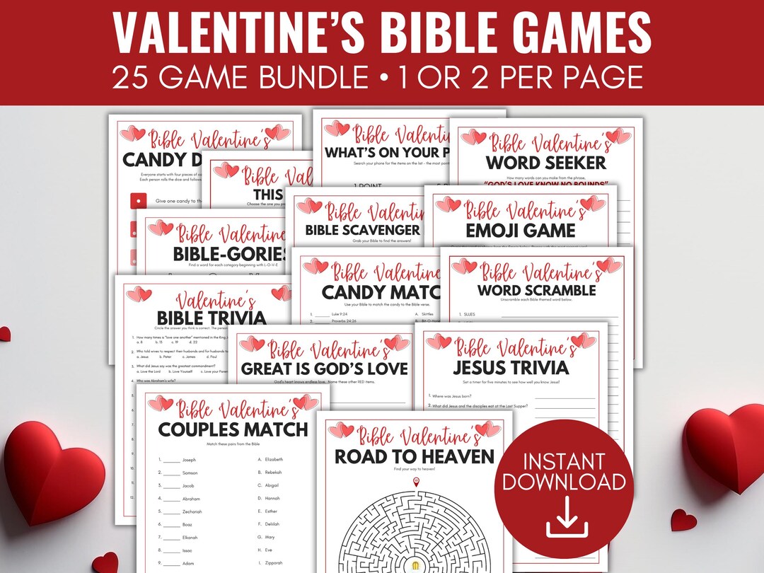 Valentine's Bible Games Bundle, Christian Valentine's Games, Sunday ...