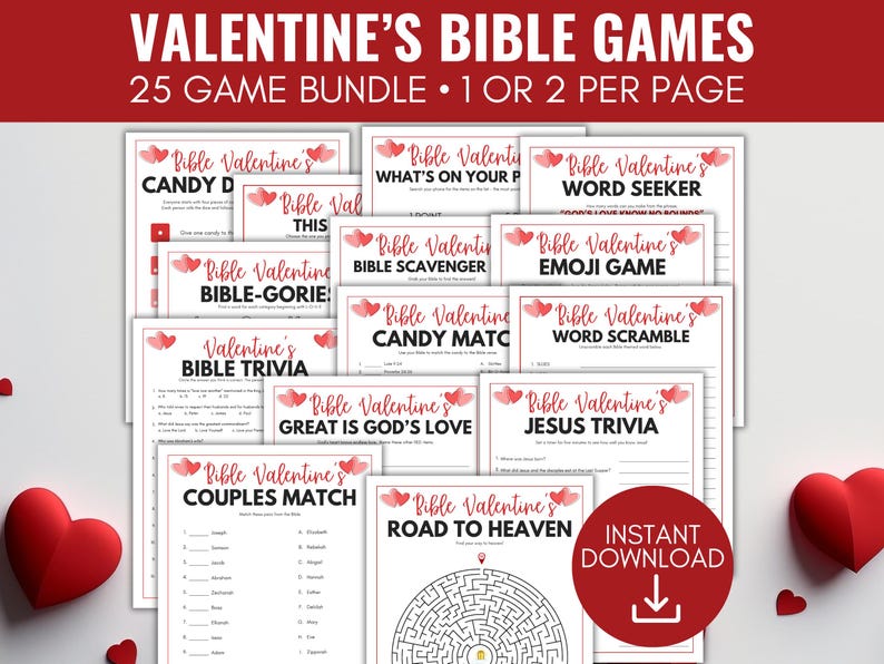 Valentine's Bible Games Bundle, Christian Valentine's Games, Sunday ...