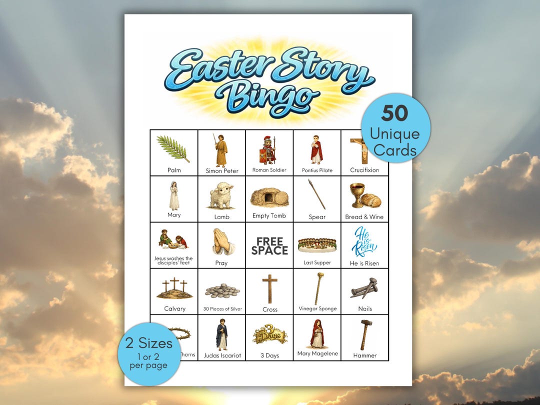 Easter Story Bingo Game, Resurrection Bingo, Easter Bingo, Holy Week ...