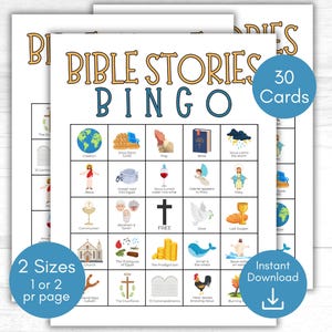 Bible Bingo, Bible Stories Bingo, Bible Activity for Kids, Bible Game ...