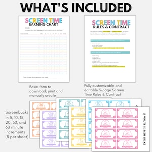 Screen Time Checklist, How to Earn Screen Time, Screenbucks, Kid Chore ...