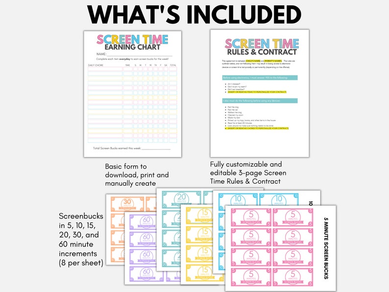 Screen Time Checklist, How to Earn Screen Time, Screenbucks, Kid Chore ...