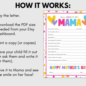All About My Mama Printable, Mother's Day Gift, All About Mom Keepsake ...