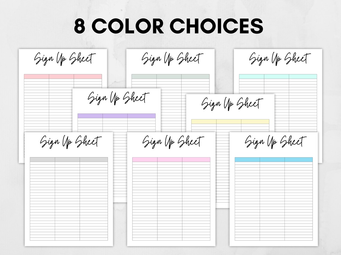 Editable Sign up Sheet Printable Sign up Form Sign up List - Etsy