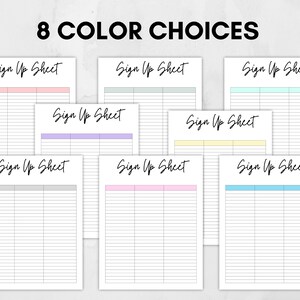 Editable Sign up Sheet, Printable Sign up Form, Sign up List, Event ...