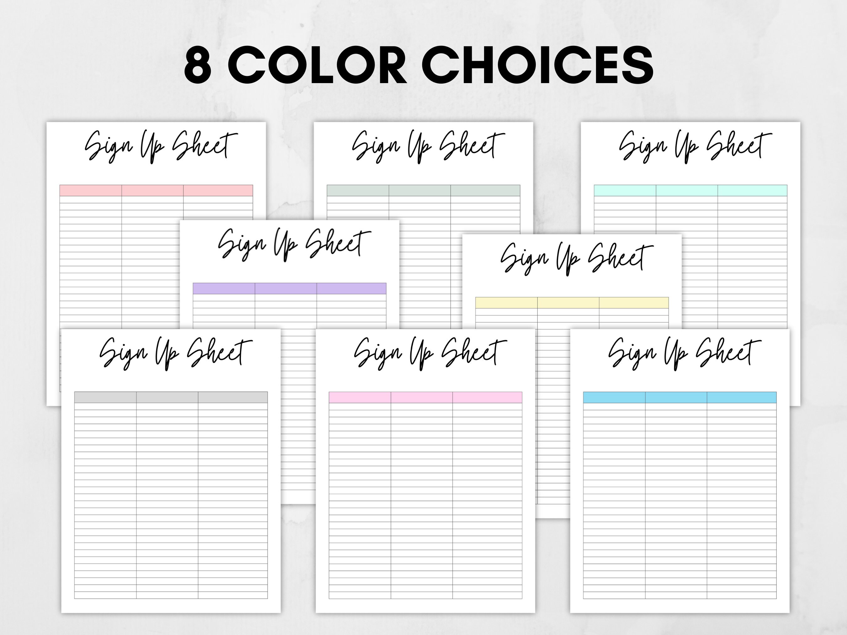 Editable Sign up Sheet, Printable Sign up Form, Sign up List, Event ...
