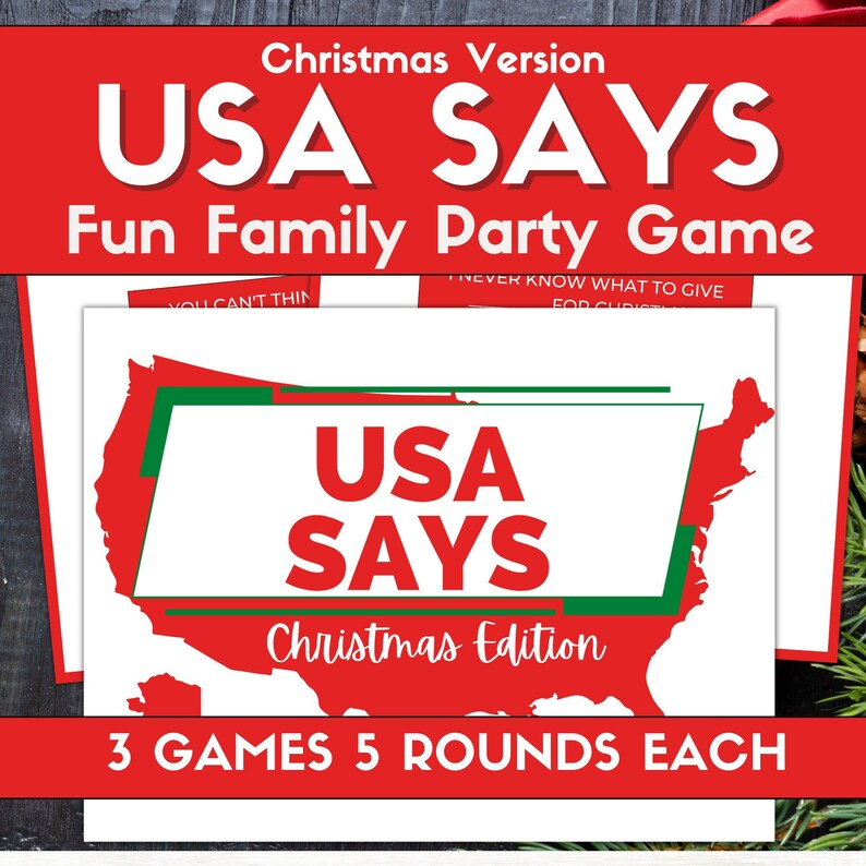 Christmas USA Says Printable Game Fun Party Game Christmas - Etsy